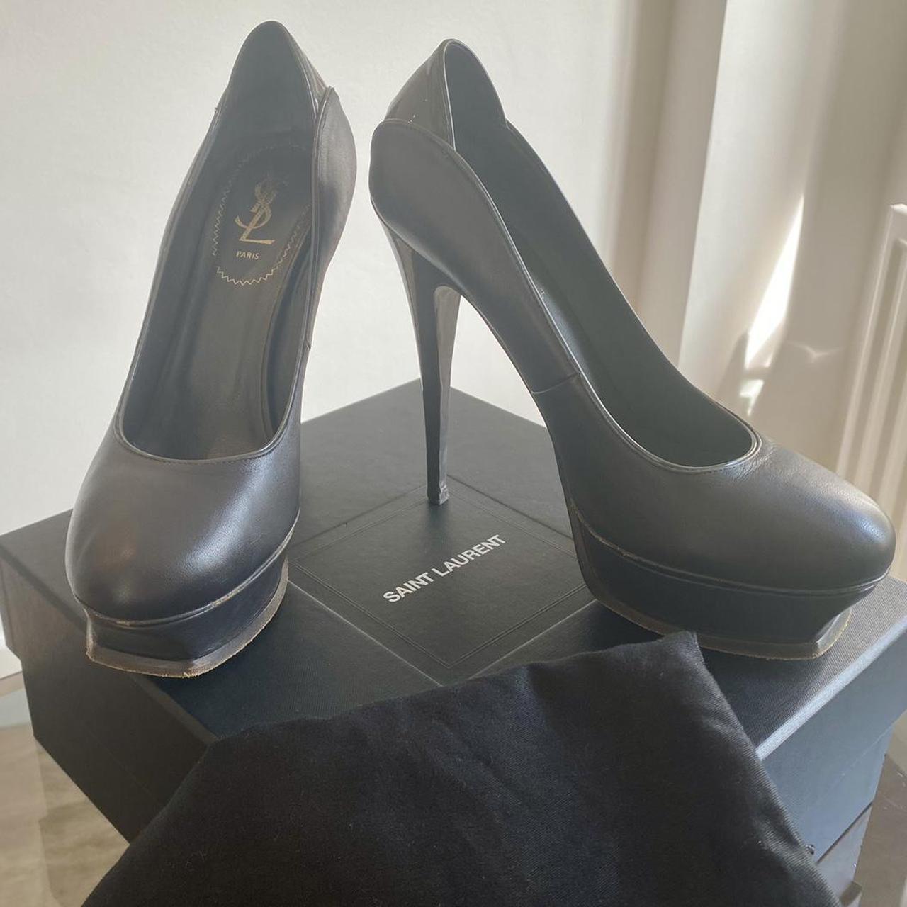 YSL platform heels (worn), dark grey, ready to be... | Depop