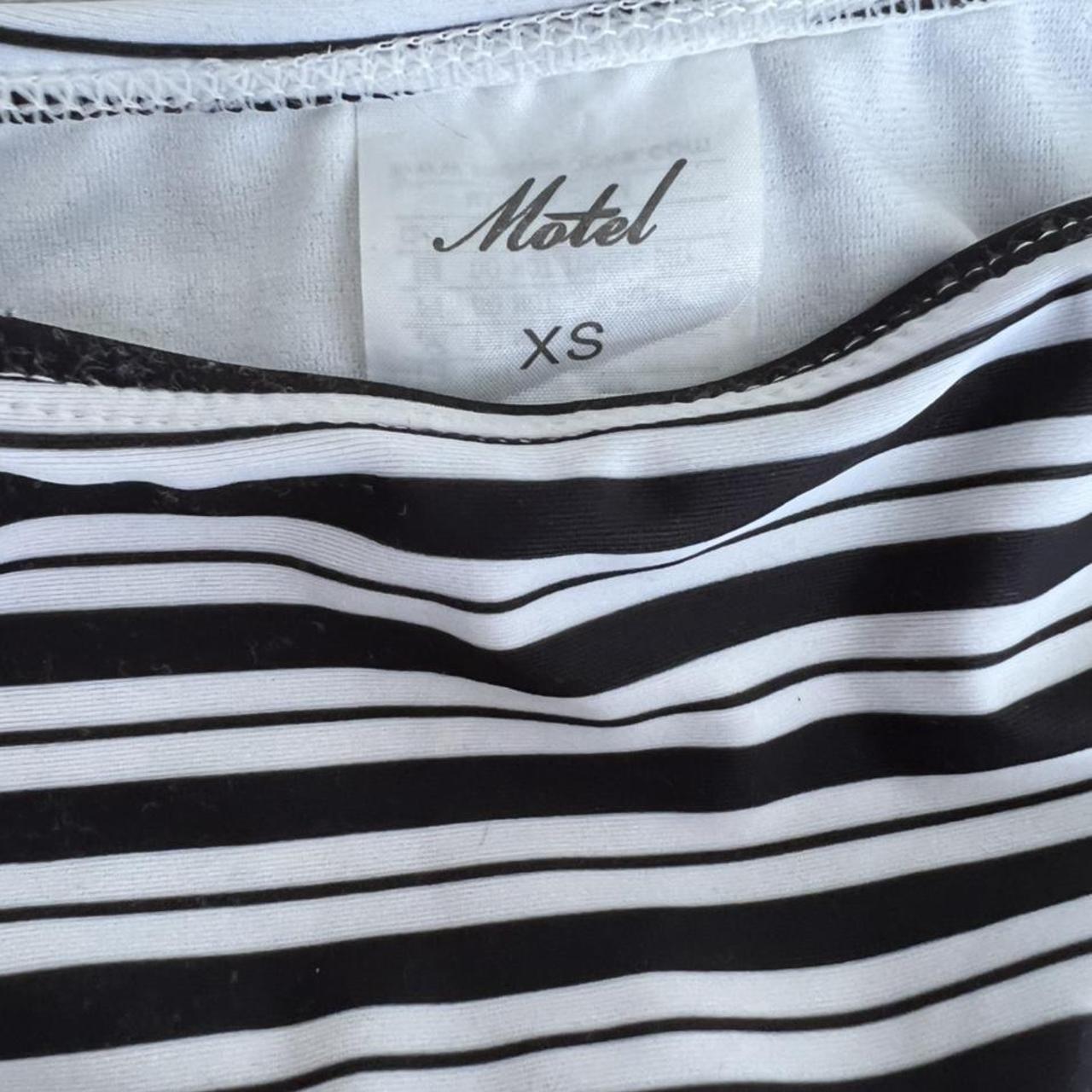 Motel Women's Navy and White Bikinis-and-tankini-sets | Depop