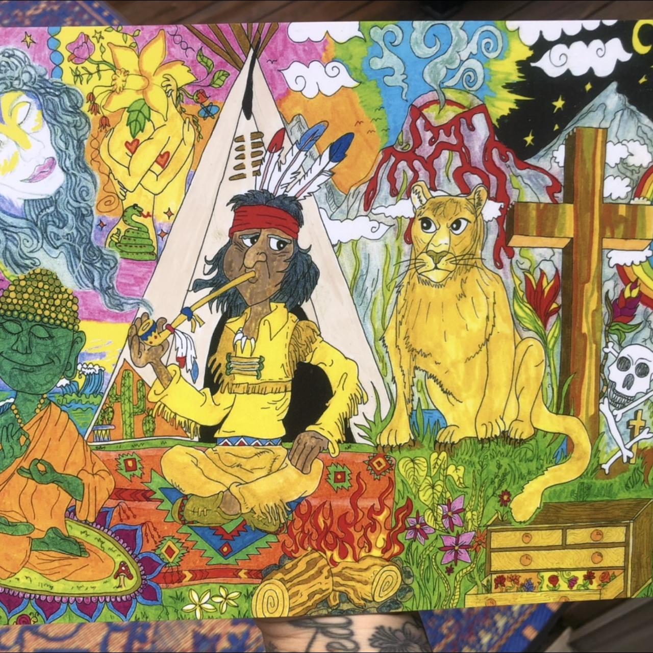 It is Complete! The drawing of a Shaman Indian,... - Depop