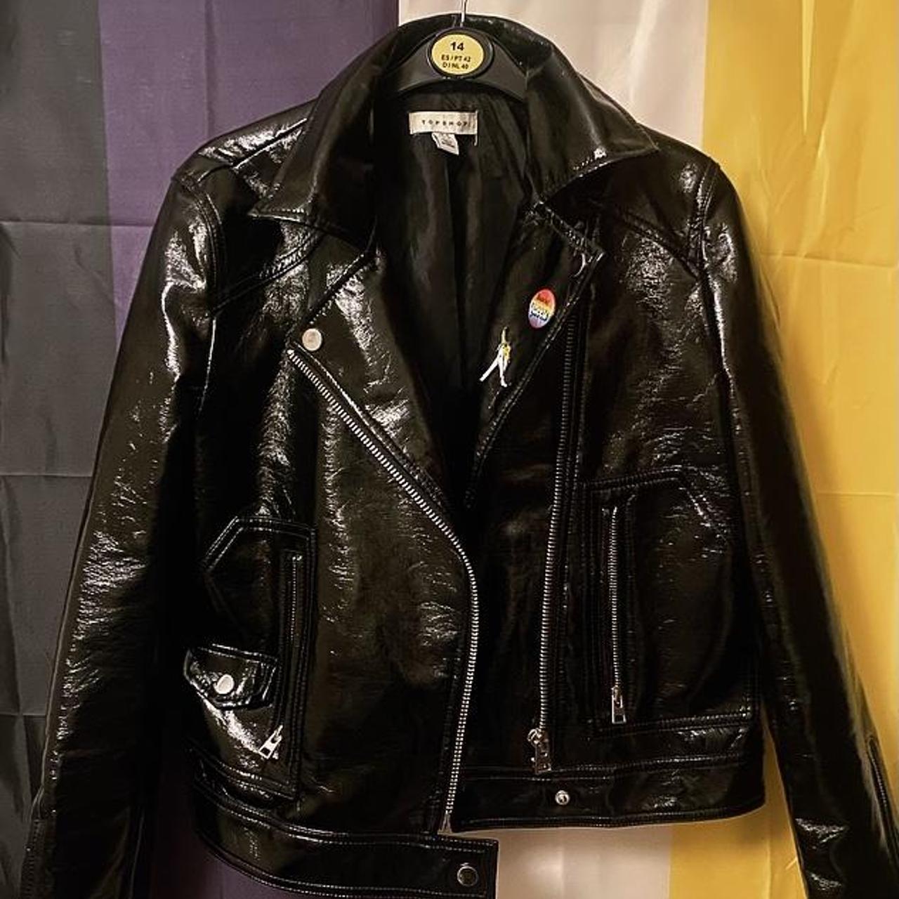 PVC 80s style jacket (pins not included) #80s #punk... - Depop