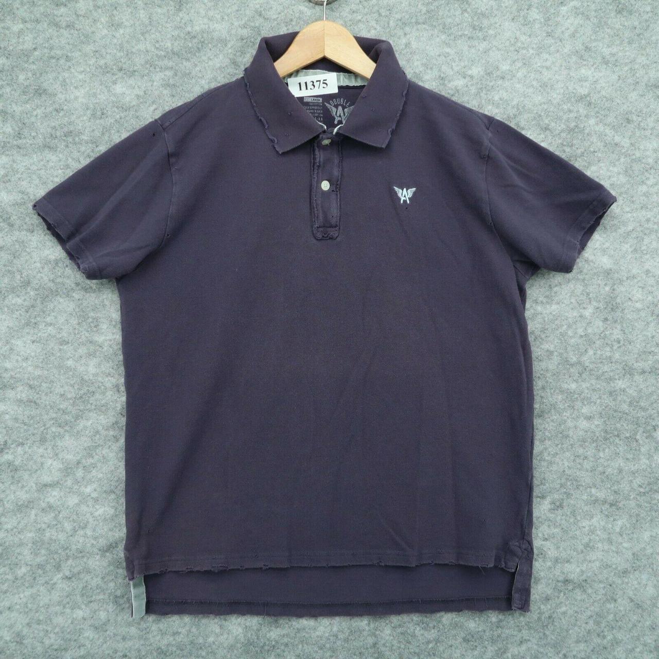 Double A Polo Shirt Men's Large Short Sleeve Ripped... - Depop