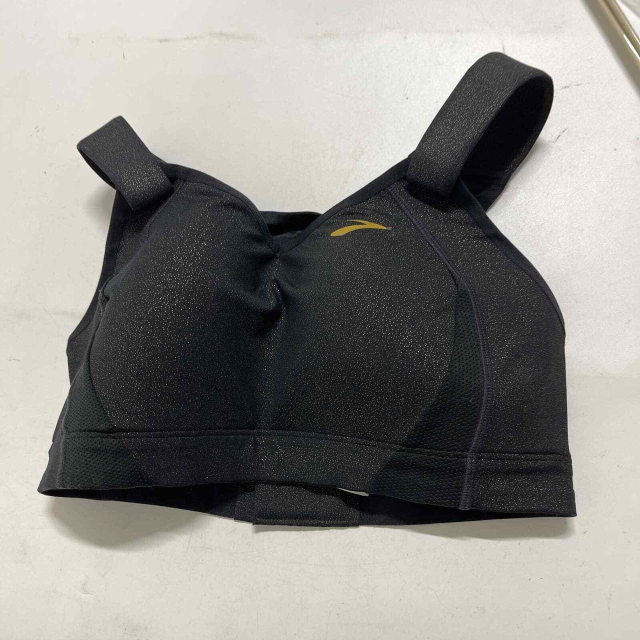 Brooks Women's Gold and Black Bra | Depop