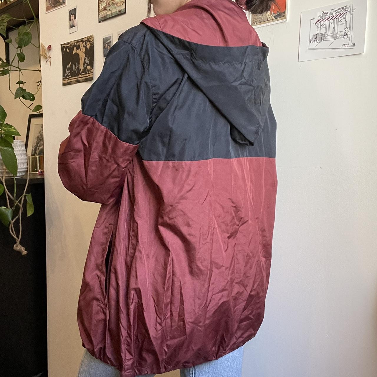 > maroon and navy colorblock windbreaker > brand:... - Depop
