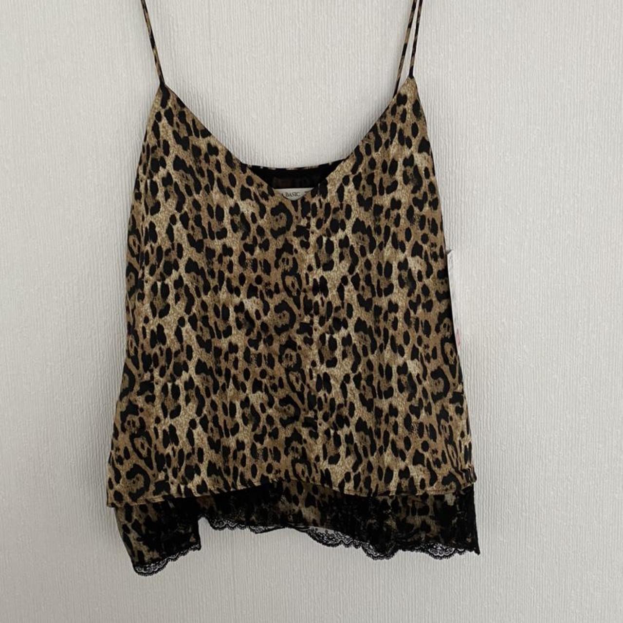 Zara lace trim leopard print spaghetti strap top.... - Depop