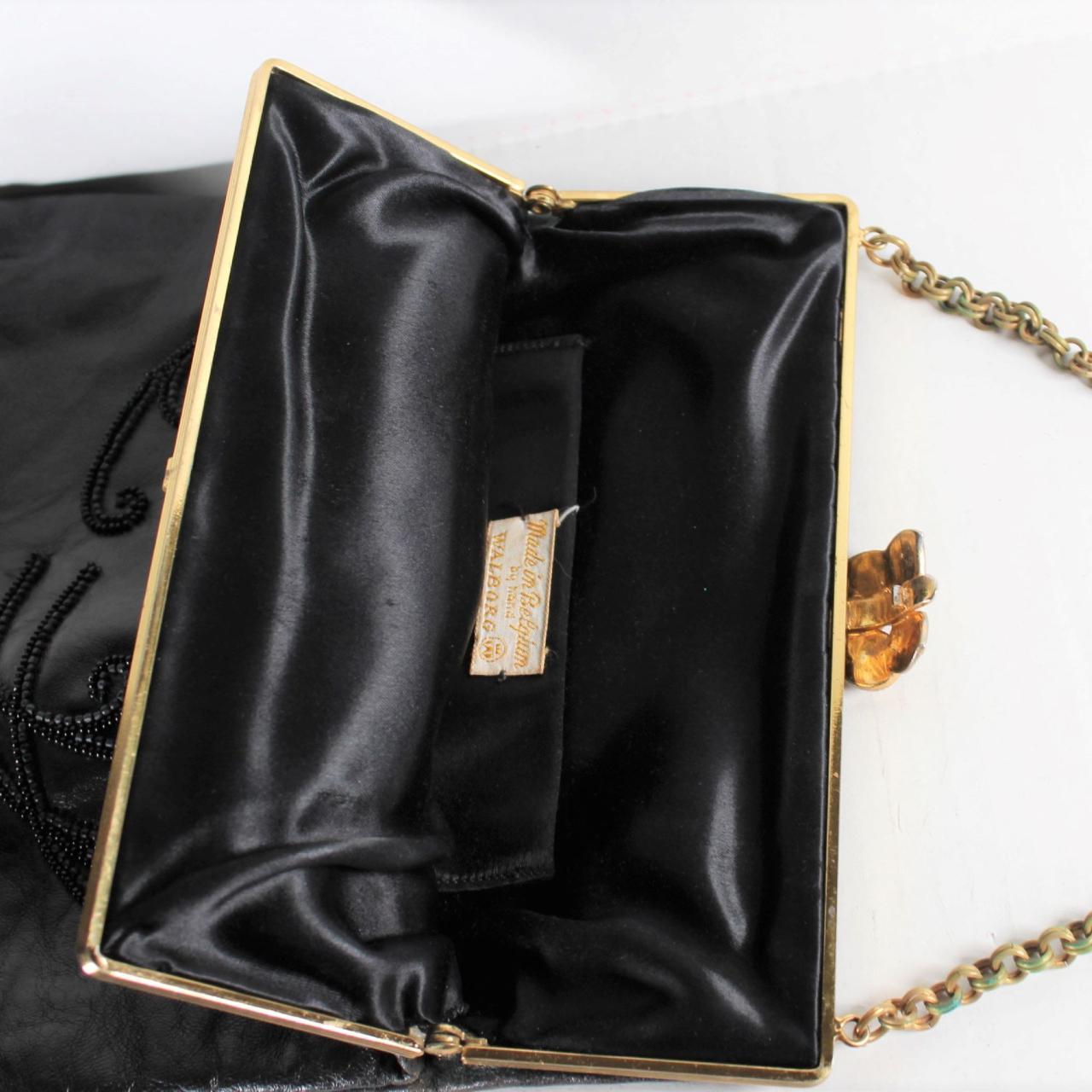 Vintage 1930s - 1940s Black Leather Art Deco Bag... - Depop