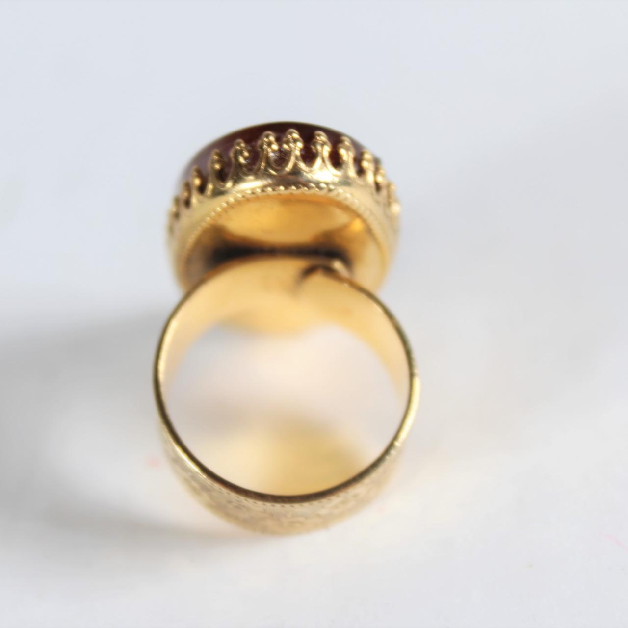 Vintage 1960s Gold tone metal cocktail ring with... - Depop