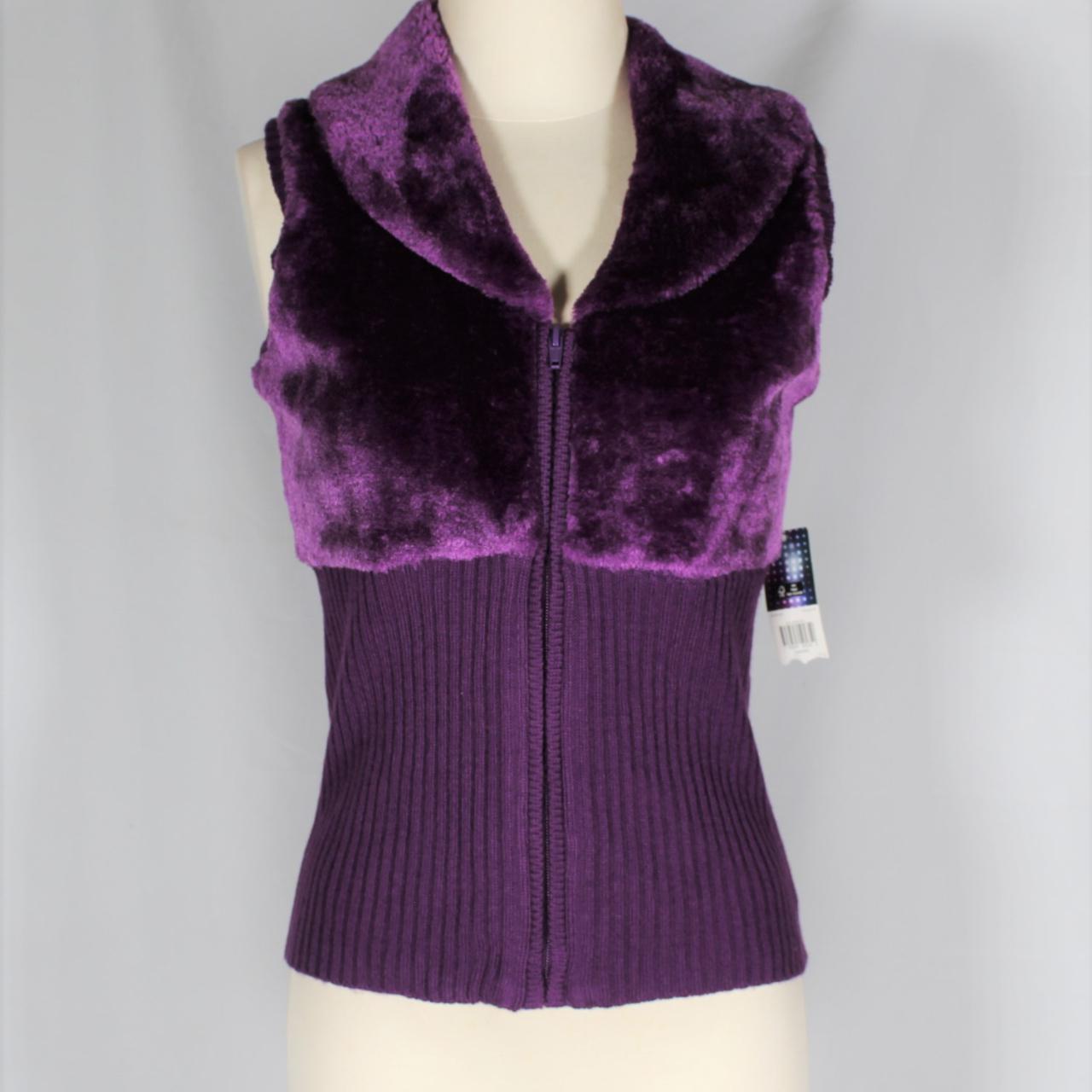 Unique Purple Ribbed knit bottom and Faux Fur Top... - Depop