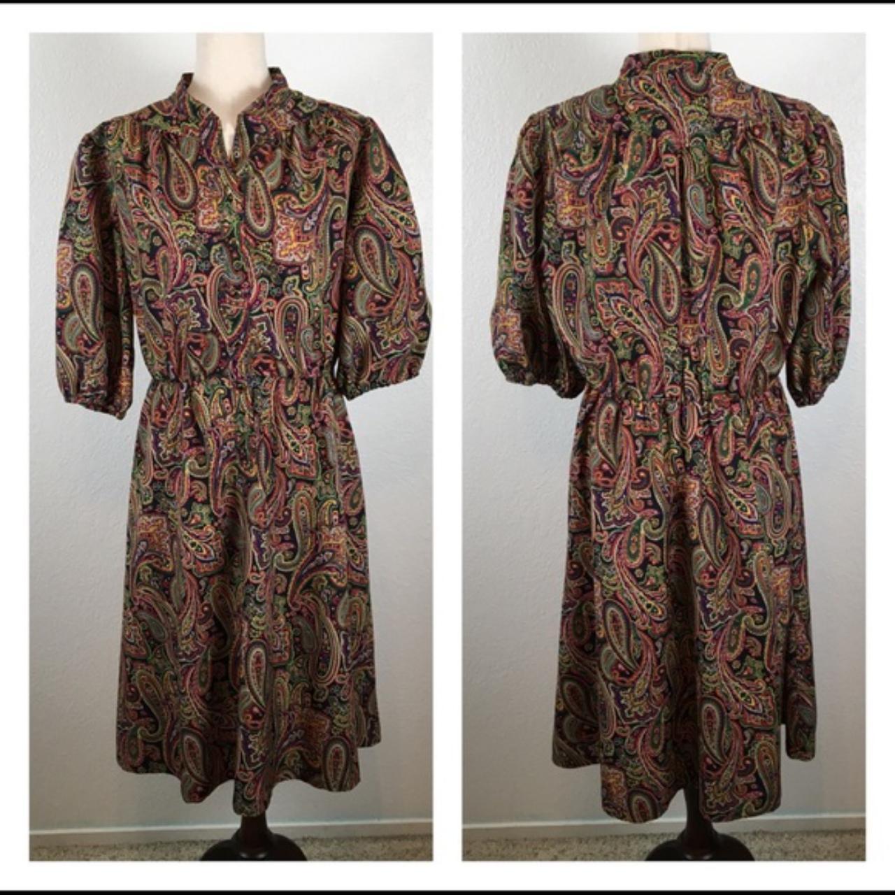 Vintage Paisley Balloon Sleeve Midi Length Depop