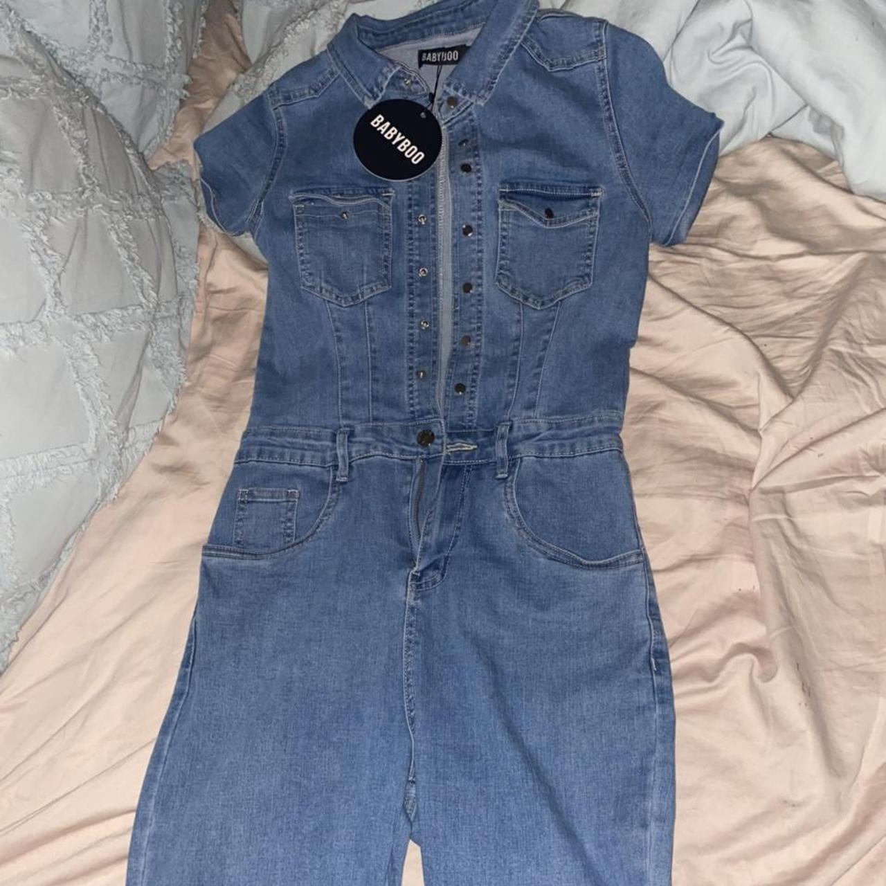 Babyboo cardi jumpsuit - light denim Perfect... - Depop