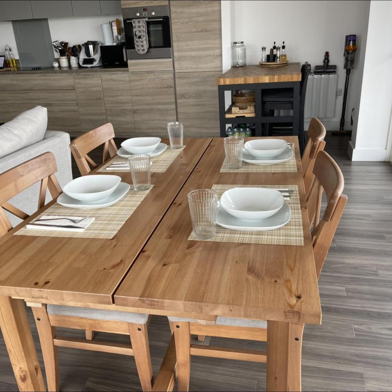 Extendable table IKEA NORDVIKEN with chairs included... - Depop