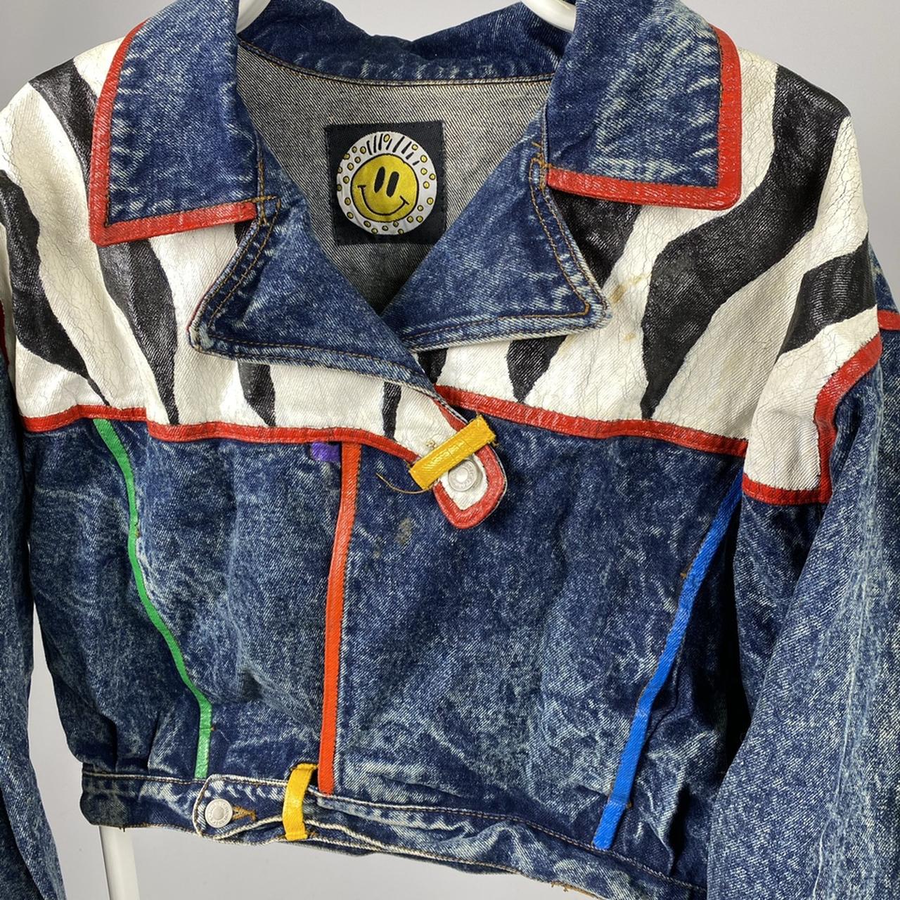 Super wavy vintage denim jacket Hand painted detail... - Depop