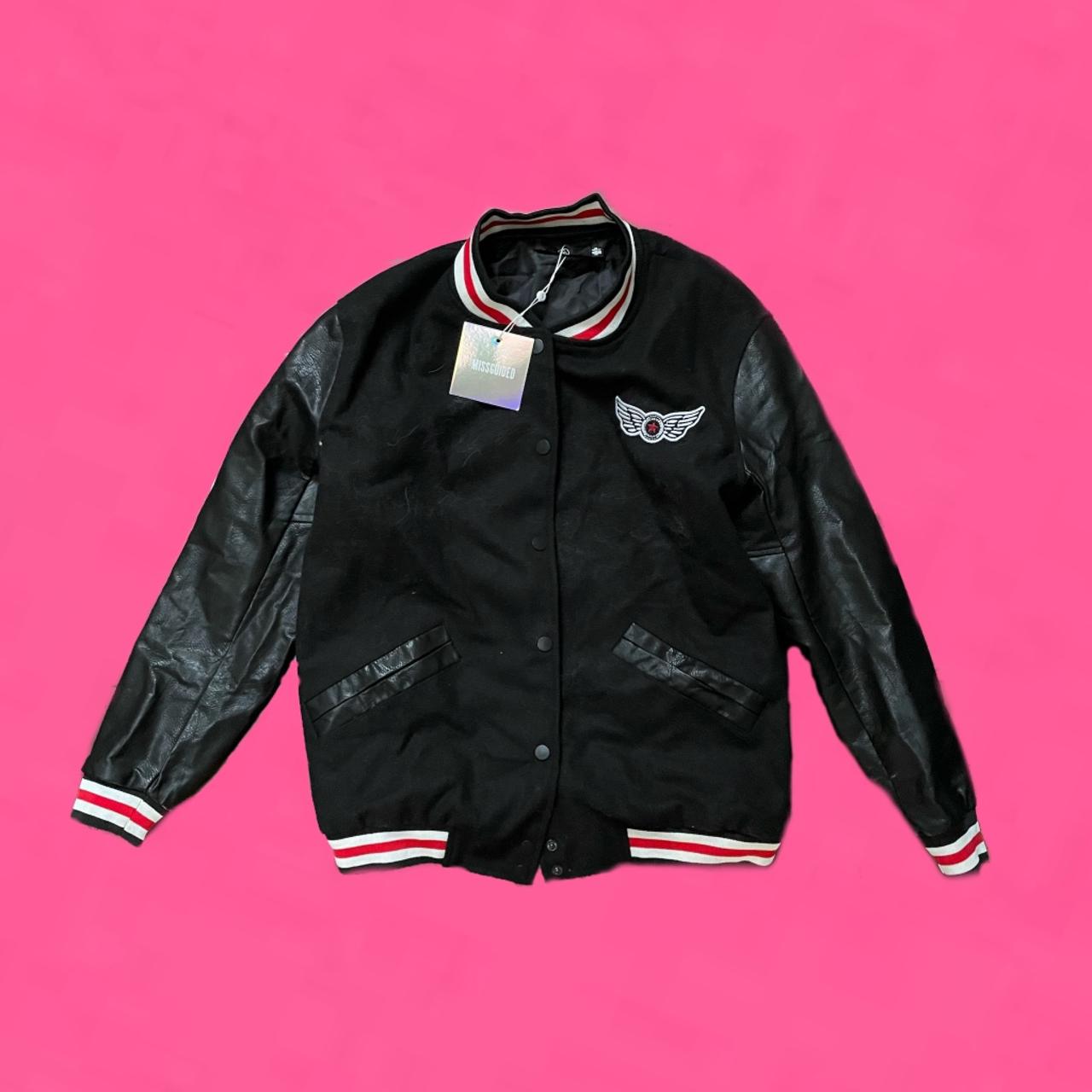 Brand New with Tag Missguided Varsity Bomber Jacket.... - Depop