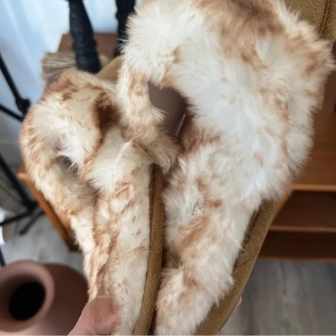 UGG STYLE FLUFFY TAN SLIPPERS Beautiful tan suede... - Depop