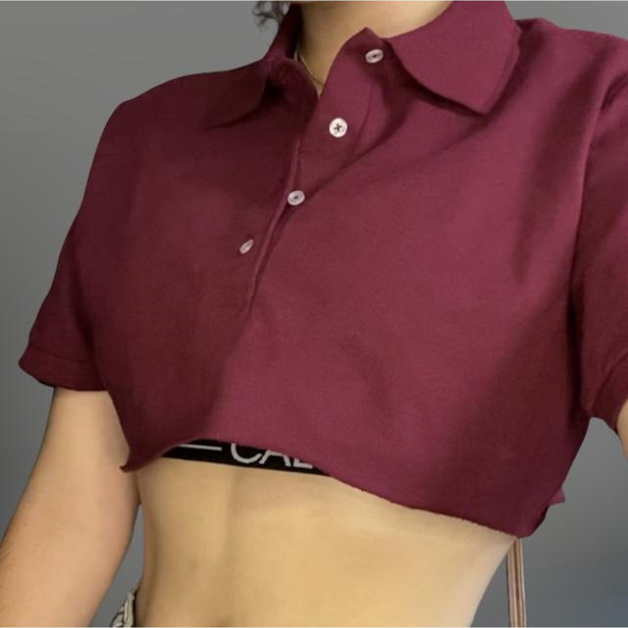 Cropped Collared Shirt Cropped by me, just too short... - Depop