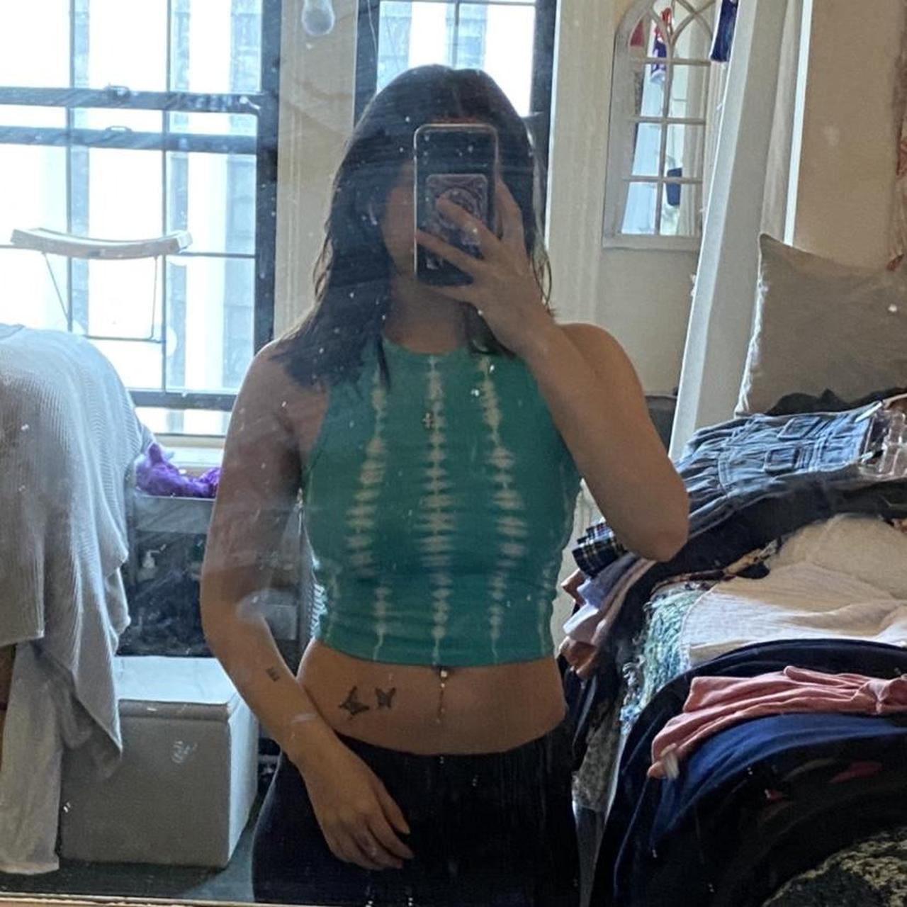 Cropped tank top, wide straps. Worn twice, size... - Depop