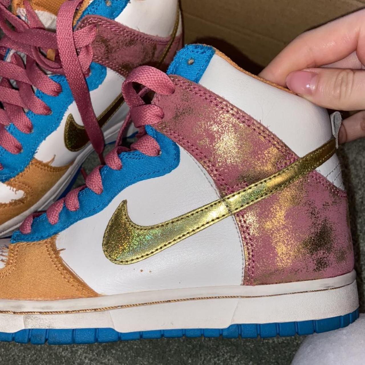 Insane multi coloured original nike dunks! Metallic... - Depop Insane multi coloured original nike dunks! Metallic... - Depop
