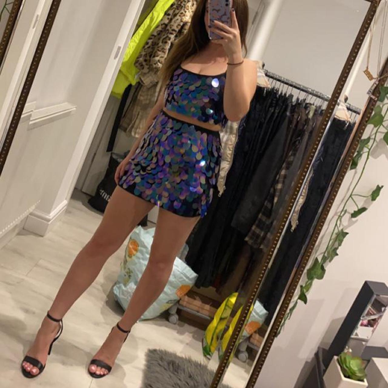 Worn Once Sequin Mini Skirt And Crop Top Co Ord Set Depop