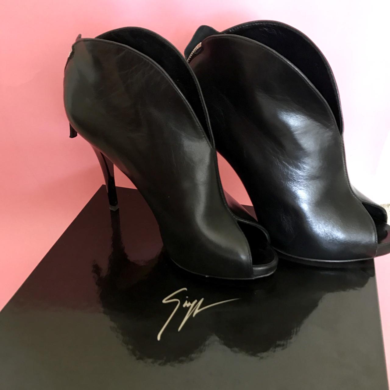 Giuseppe Zannotti peep toe booties. Black nappa... - Depop