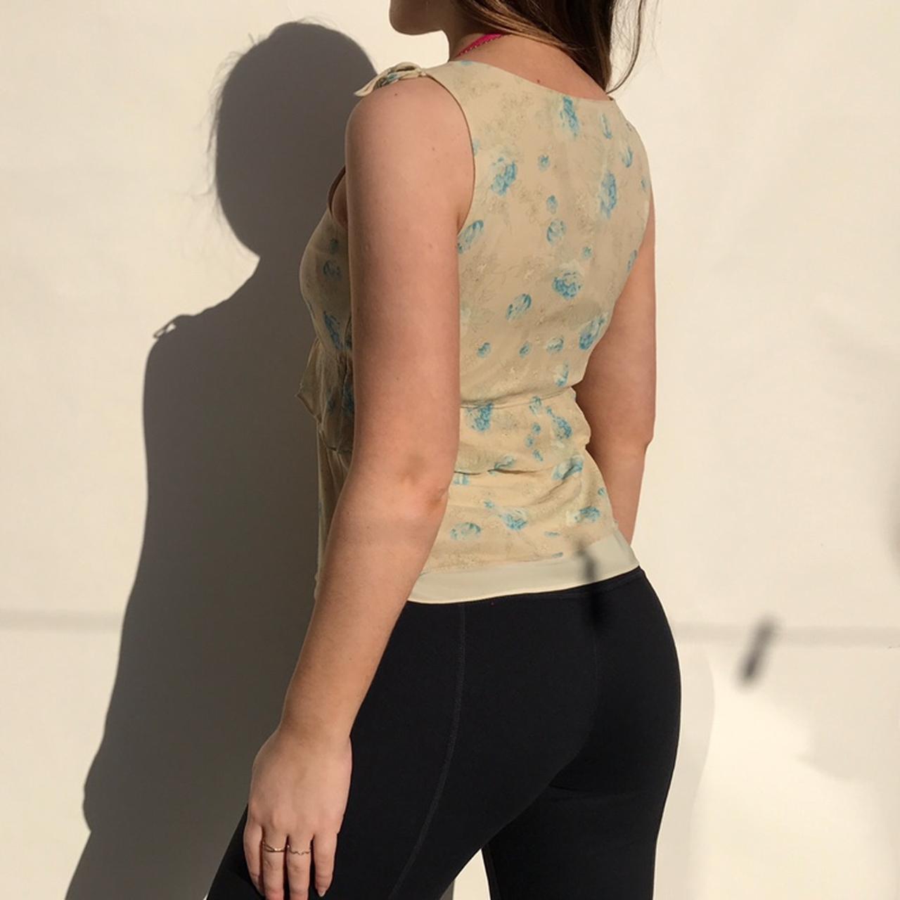 Vintage flowy 90’s double layer chiffon top with... - Depop