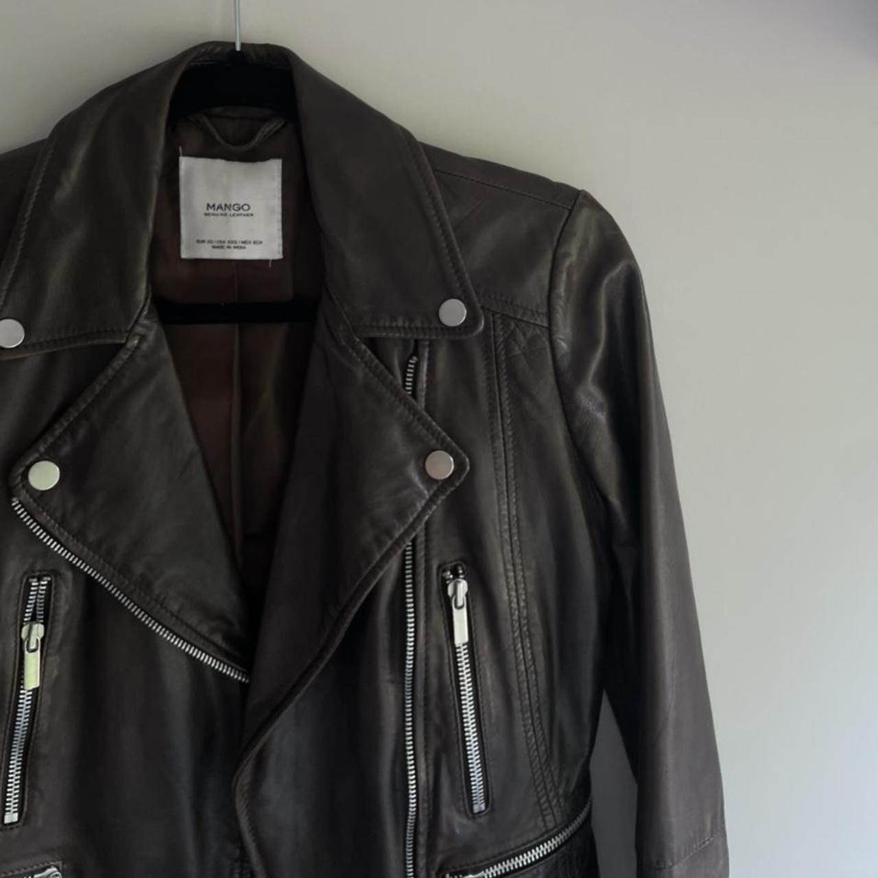 Brown Mango Genuine Leather Jacket🤎 In amazing... - Depop