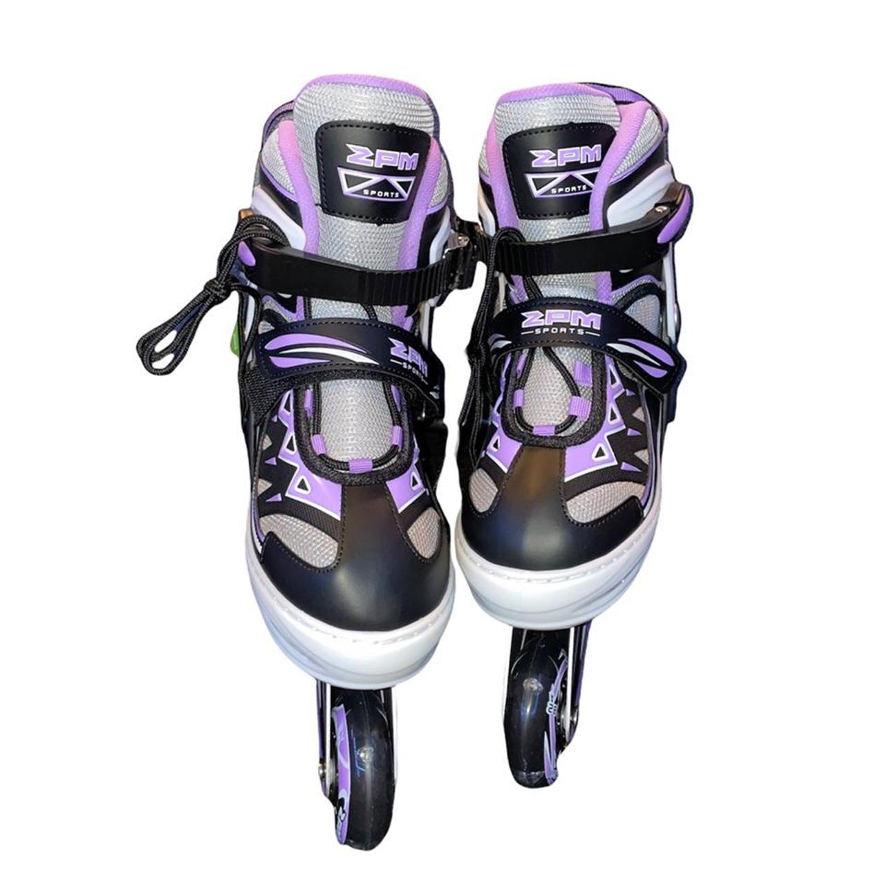 Purple adjustable inline skates with light up... - Depop