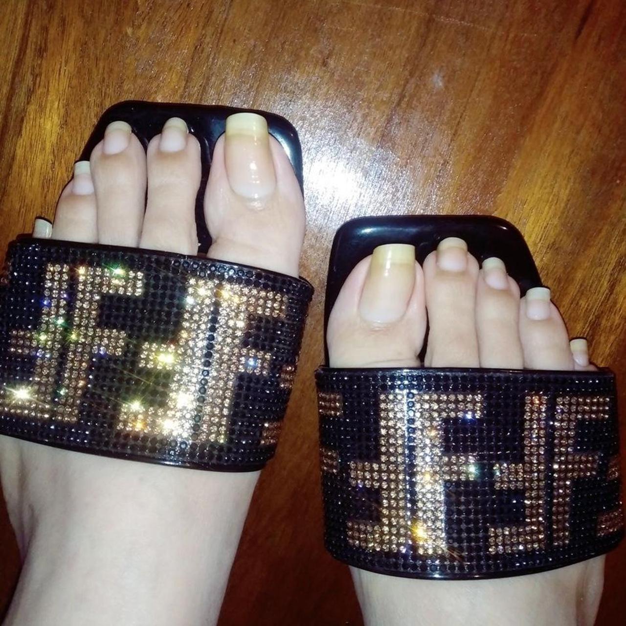 Rhinestone Decorative slides very comfortable and... - Depop