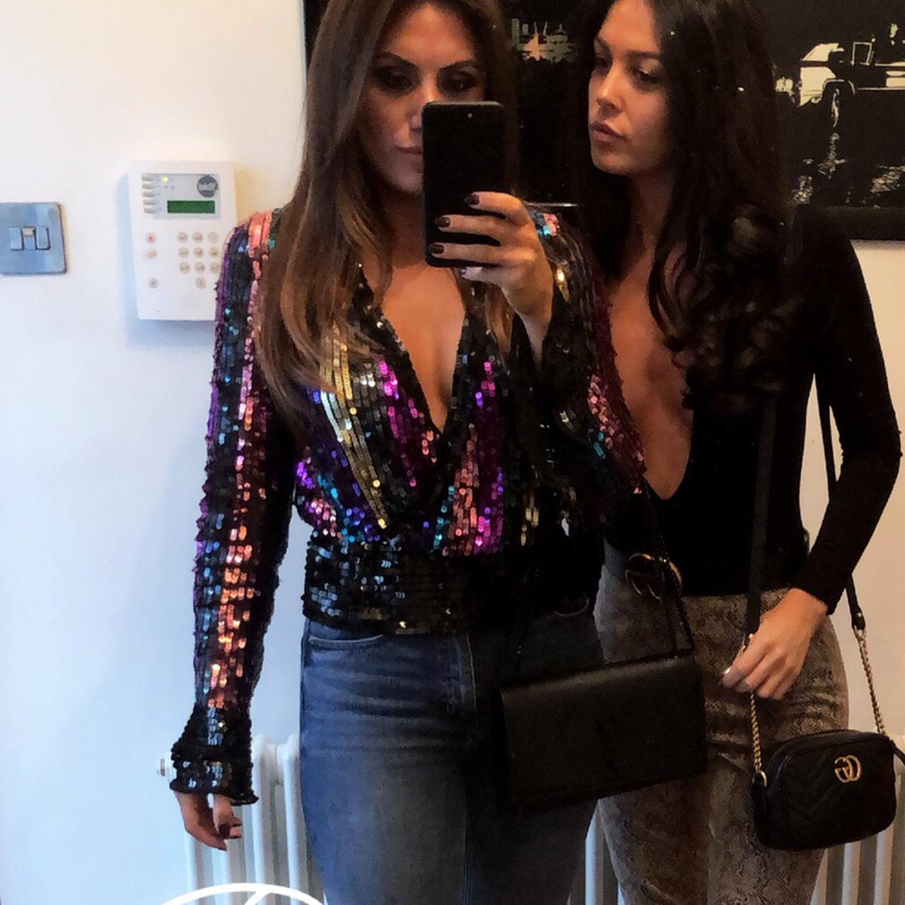 ASOS DESIGN SEQUIN WRAP TOP OPEN BACK - SIZE 10 -... - Depop