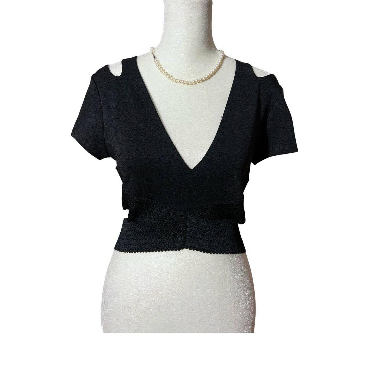 Express Womans Black Shirt V Neck Side Belly Slit •... - Depop