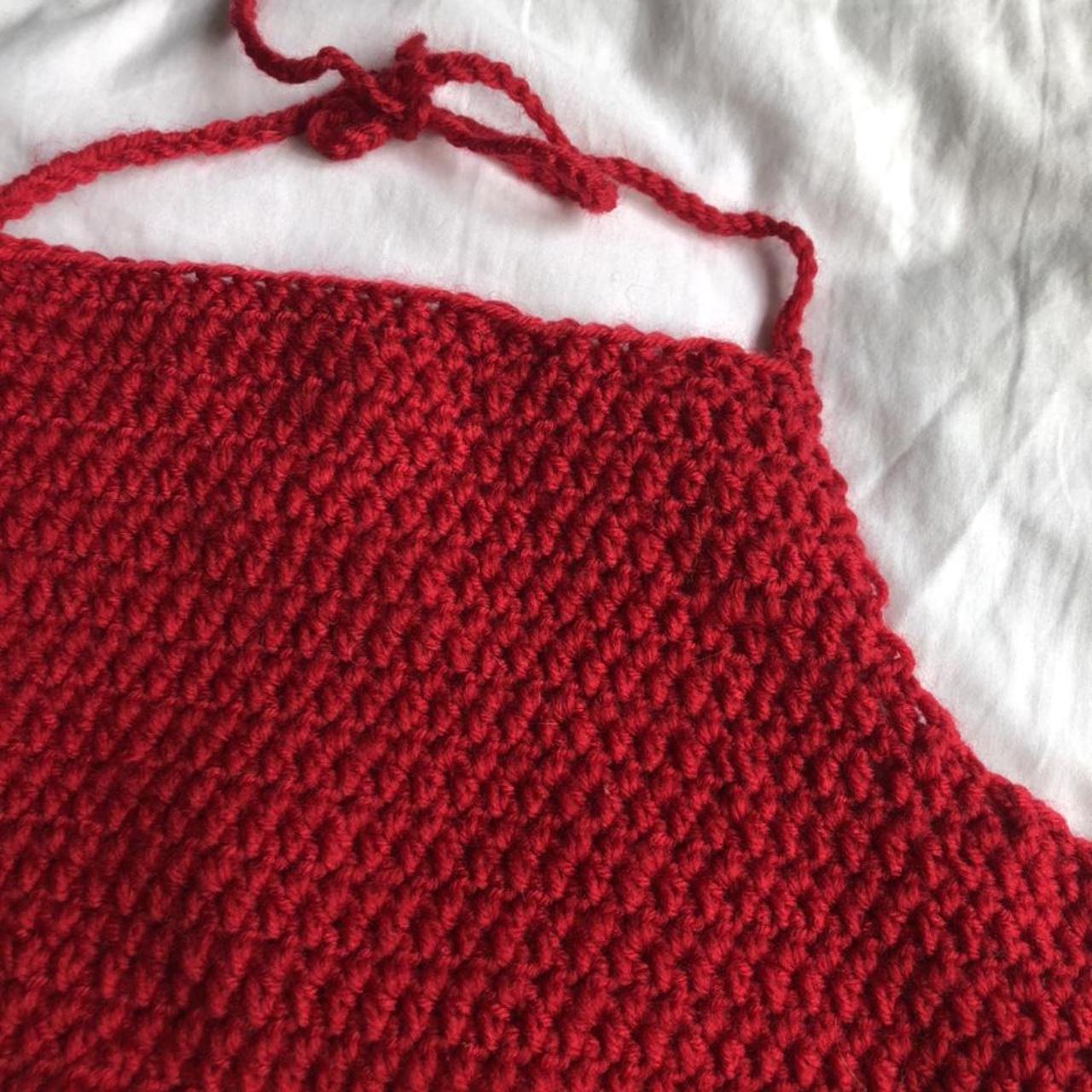 Red crochet crop top ️ Handmade and unworn Backless... - Depop