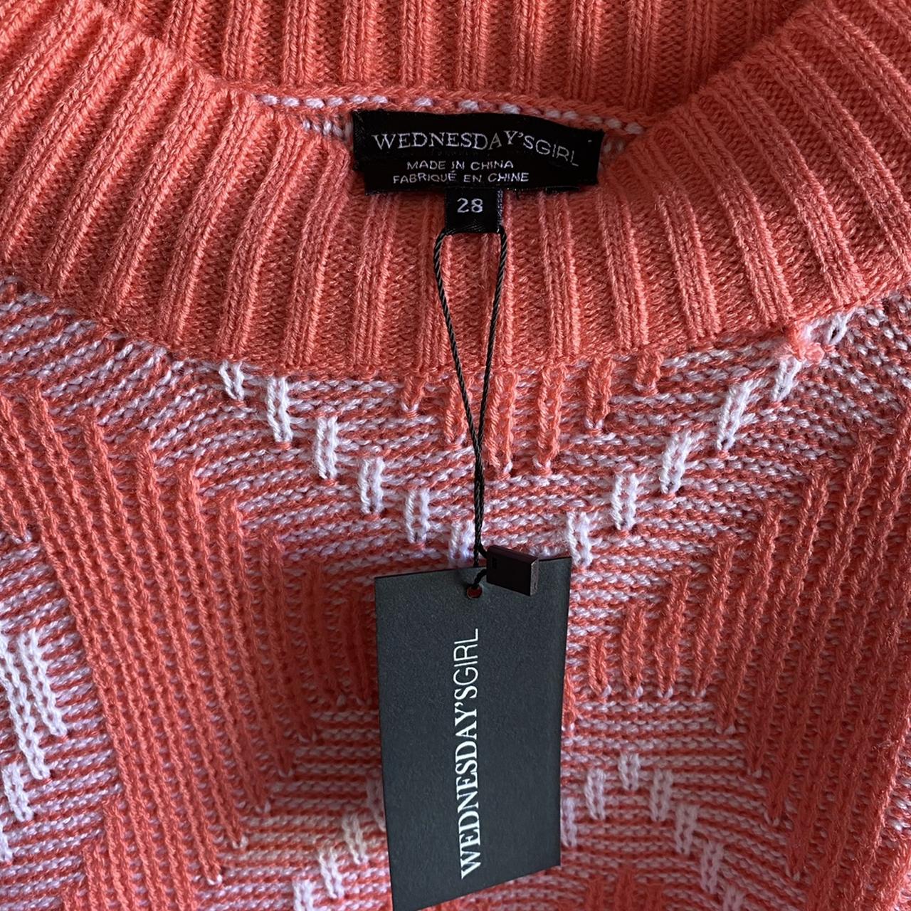 pink sweater with heart pattern wednesday’s... - Depop