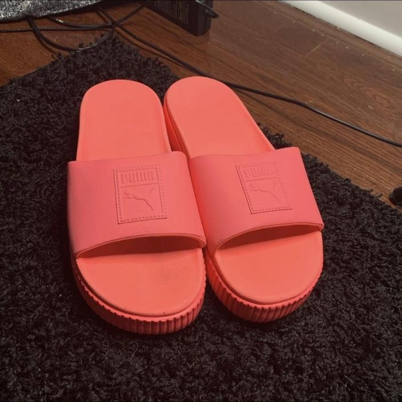 Puma Women's Pink Slides | Depop