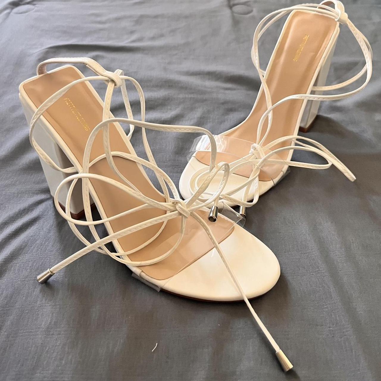 Pretty little thing white heels #prettylittlething... - Depop