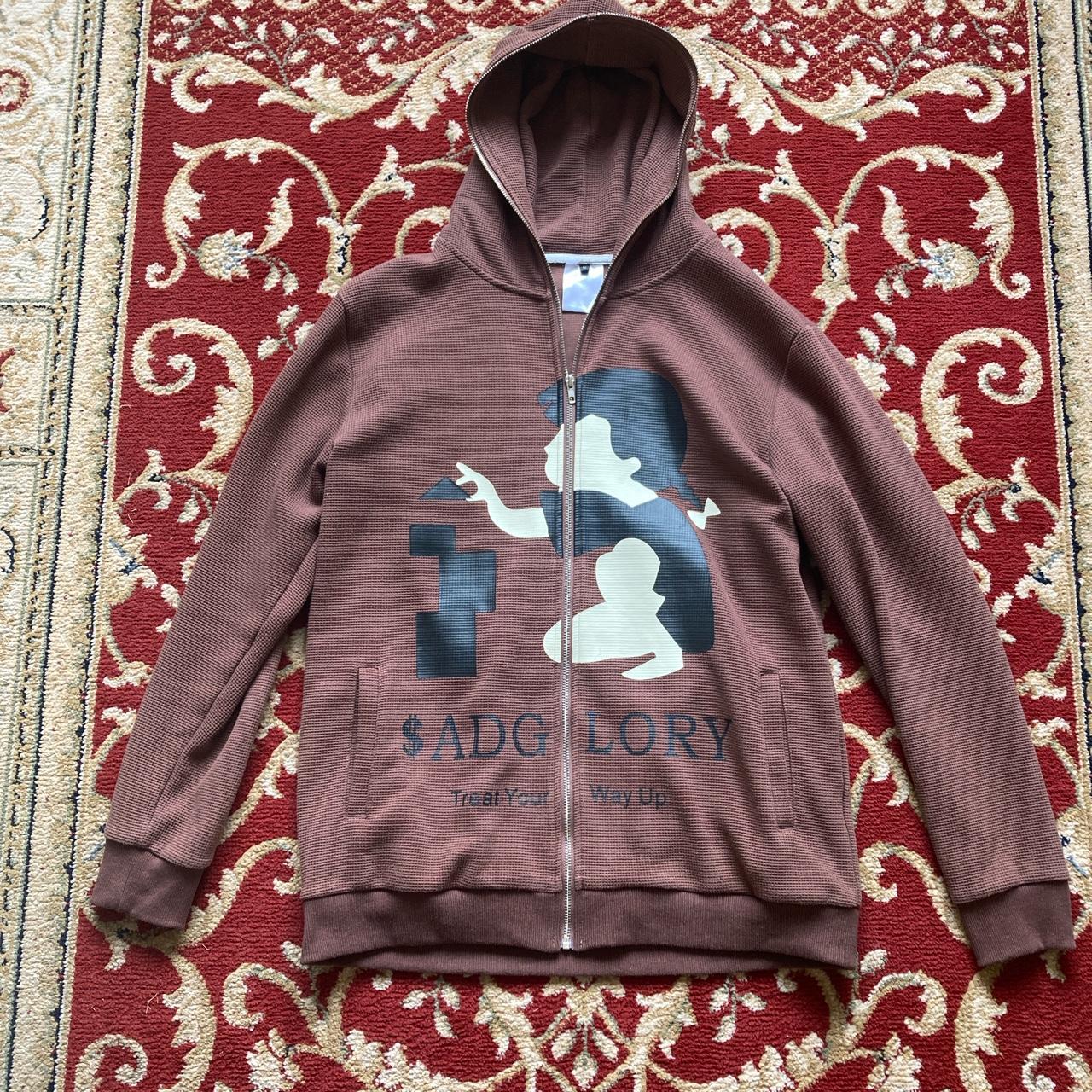 Brown full zip hoodie from the brand “sad glory”.... - Depop