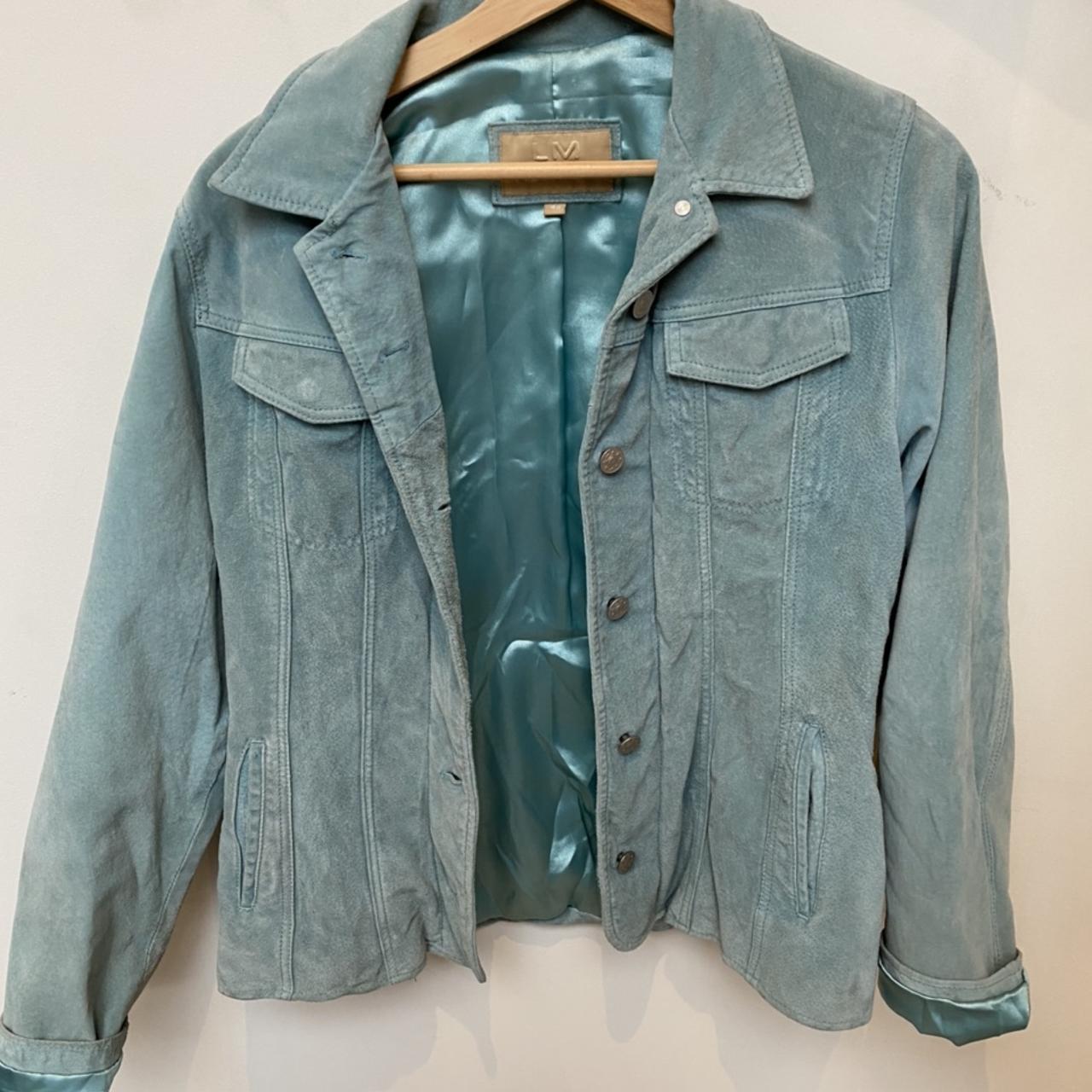 The cutest real suede turquoise jacket silk lining.... - Depop