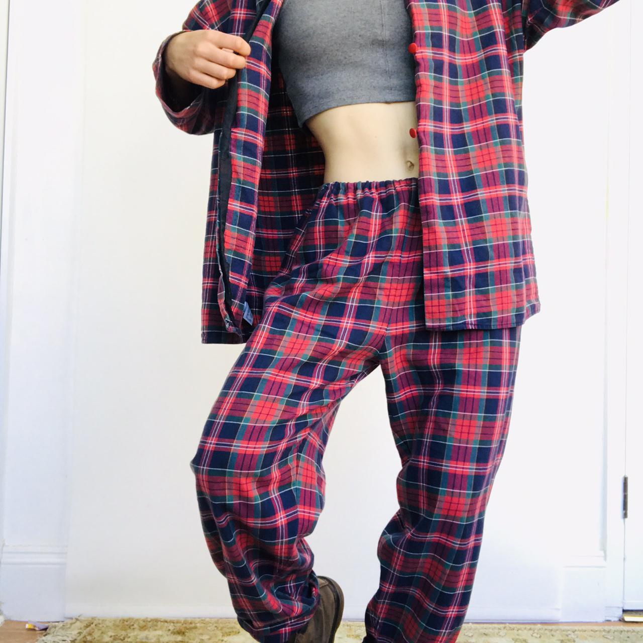 True vintage 90s red checkered tartan two piece... - Depop