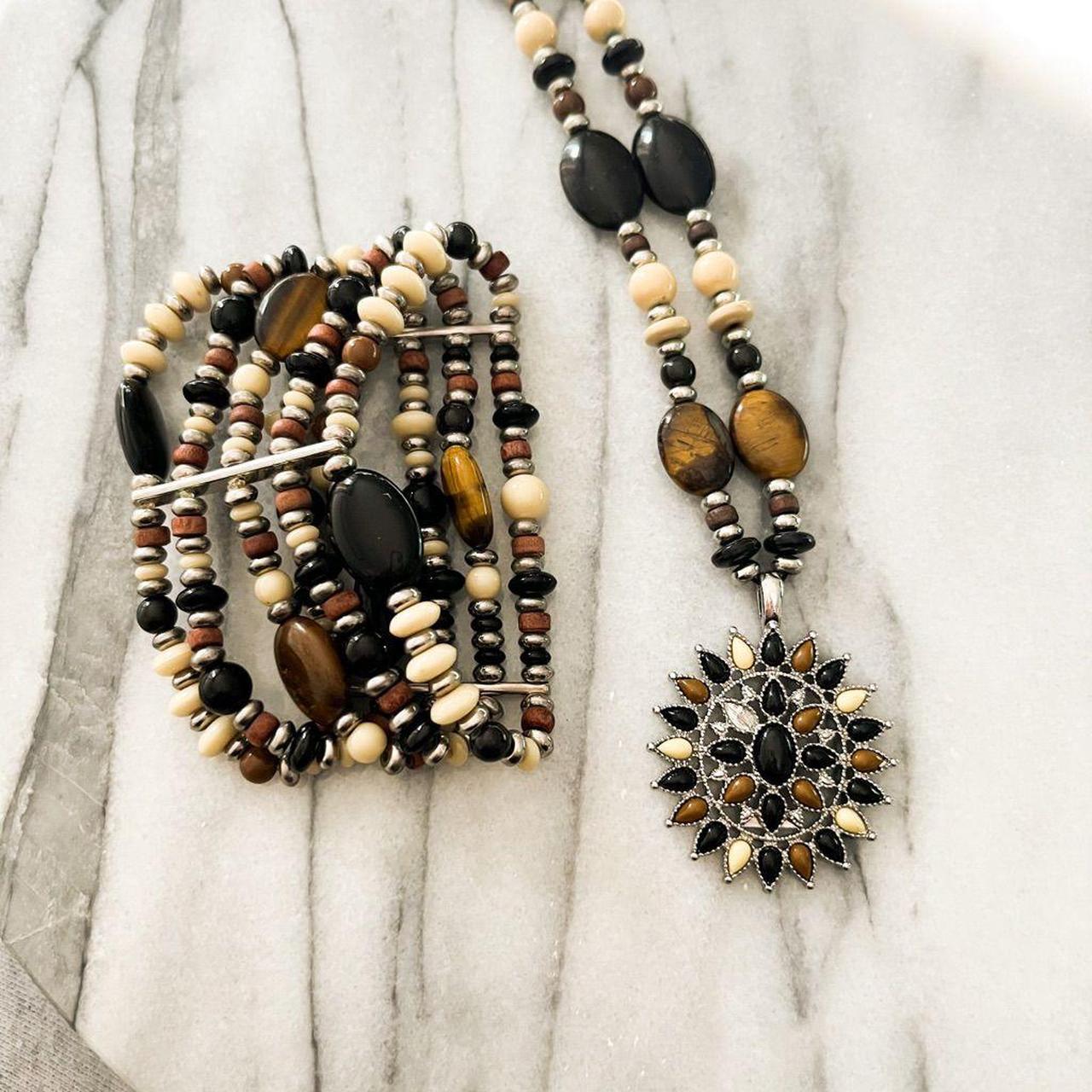 Chaps Beaded Jewelry Set Beaded Necklace and... - Depop