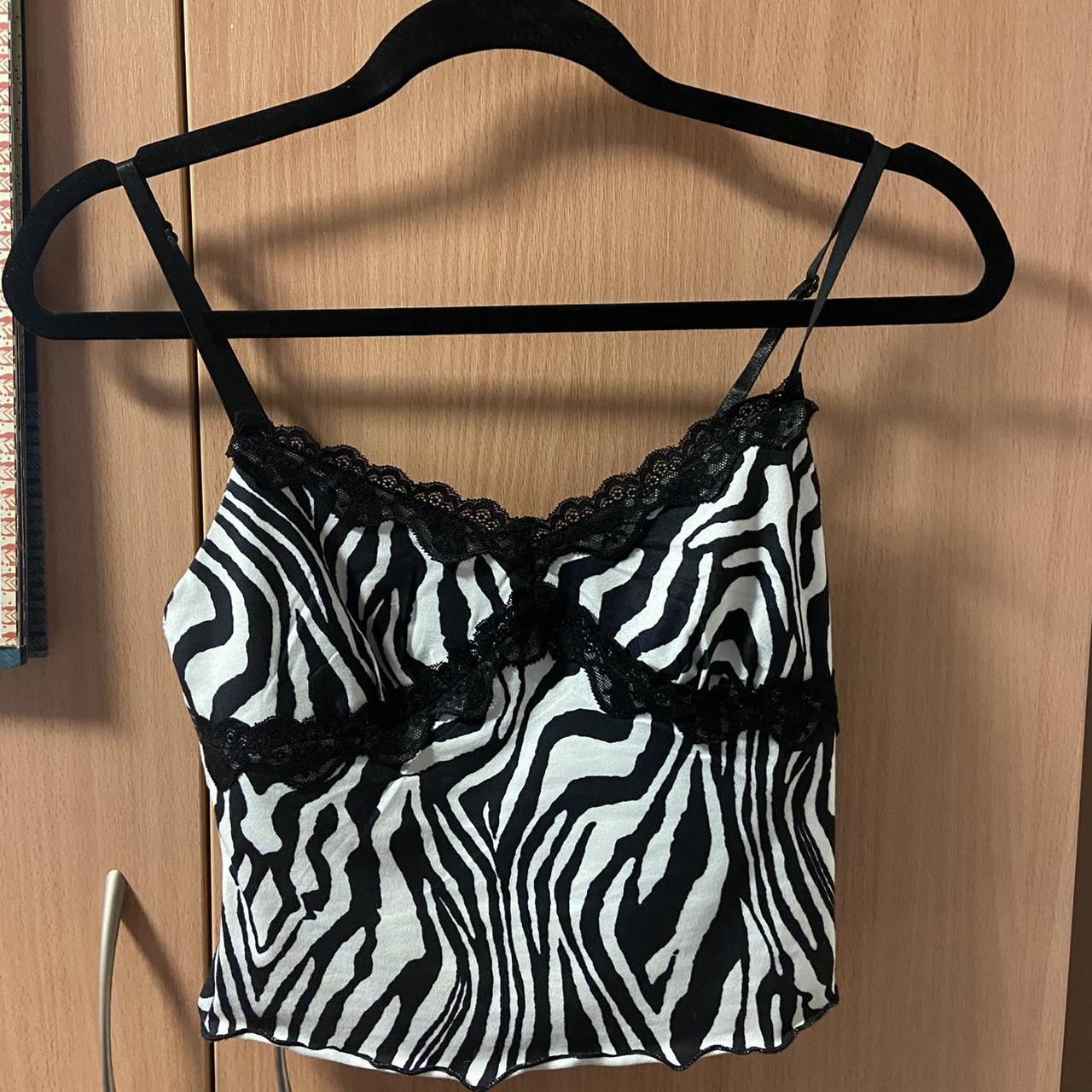 Shein Zebra print cami lace top Rlly nice thick... - Depop
