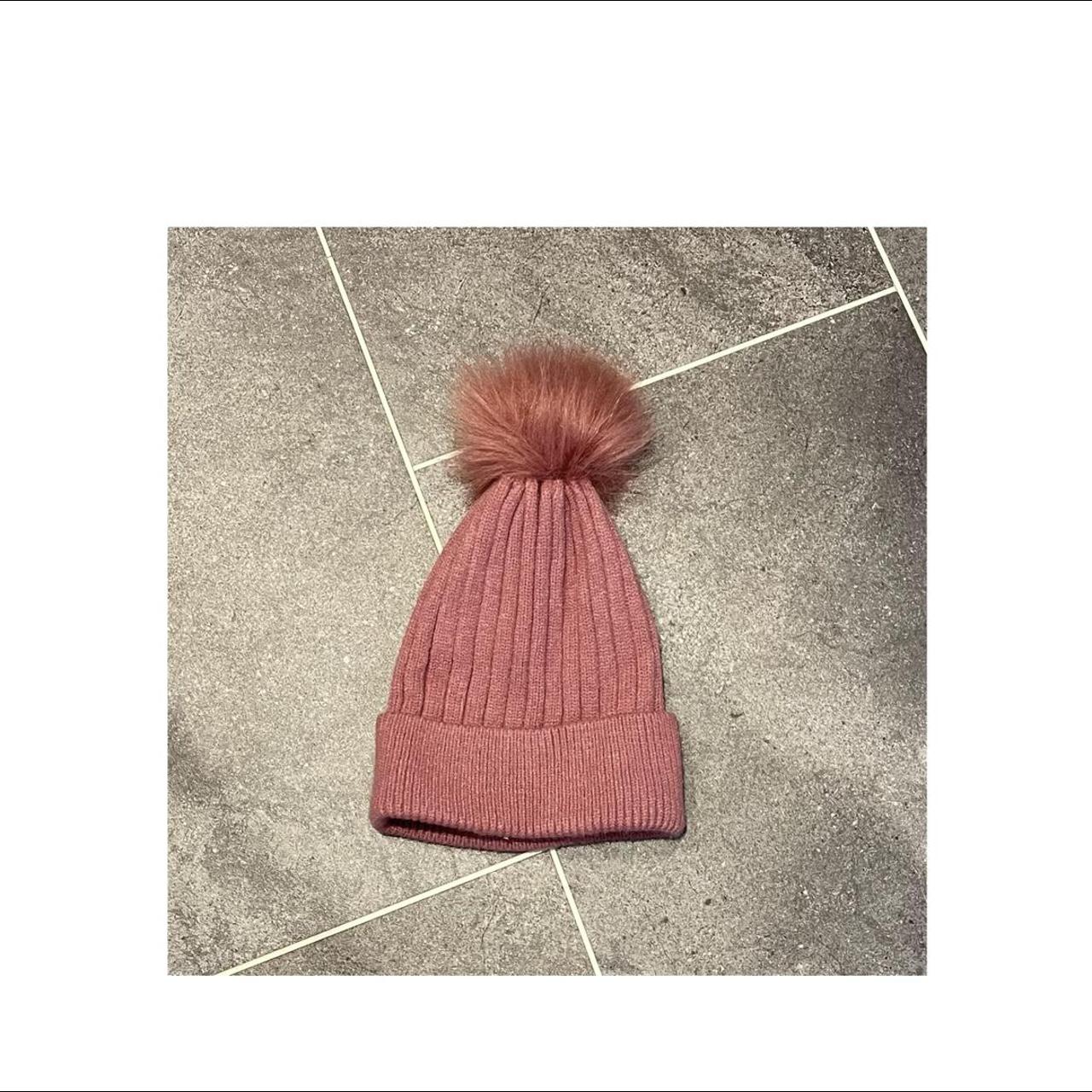 Pink winter hat with fluffy Pom Pom. #winterhat... - Depop