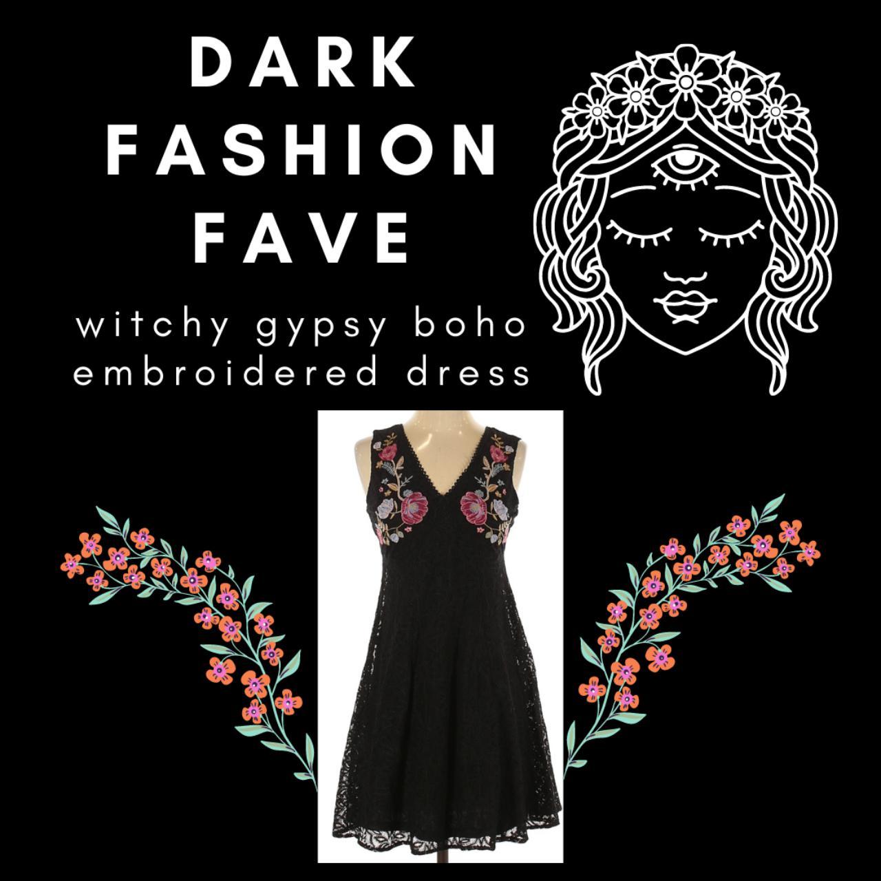 Gothic Wiccan wake up BoHo gypsy black dress with... - Depop