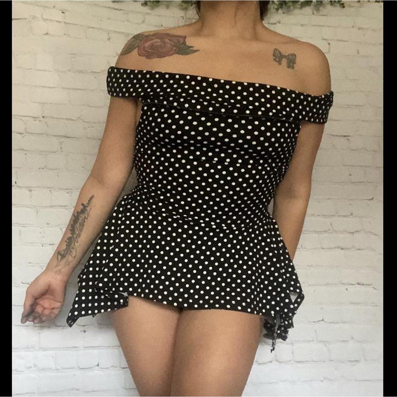 Polka Dot pin up shirt. Barley worn. Gorgeous fit!... - Depop