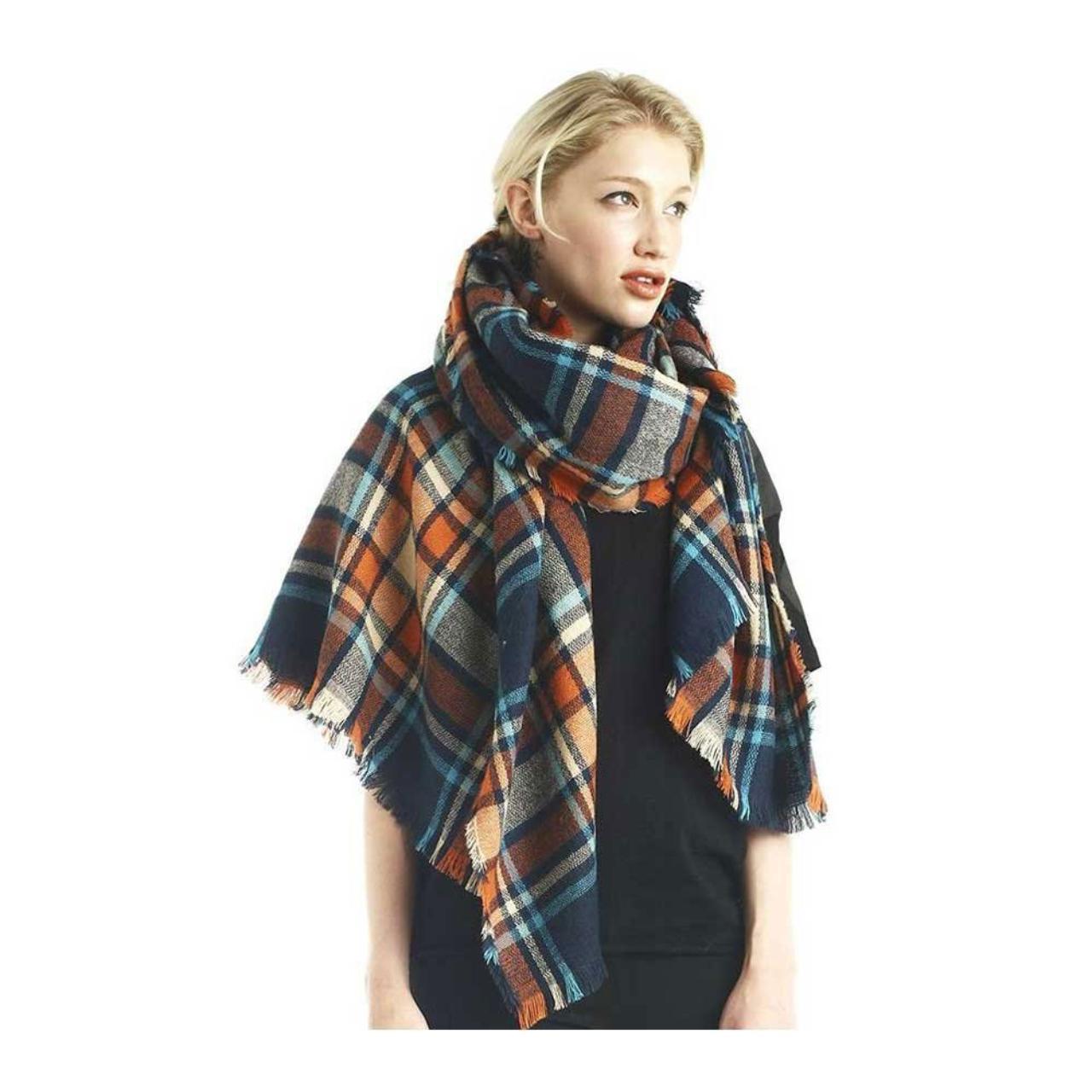 🧡🧣🟧TARTAN BLANKET SCARF SHAWL WRAP🧡🧣🟧 Strike the... - Depop