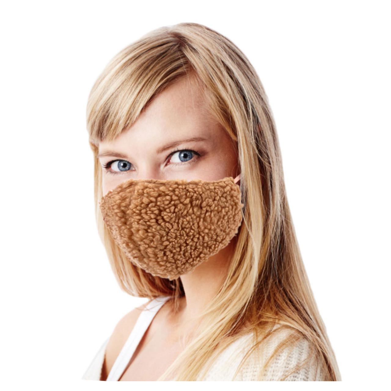 😷🤎👍TAN SHERPA FLEECE TEDDY MASK😷🤎👍 Let’s practice... - Depop