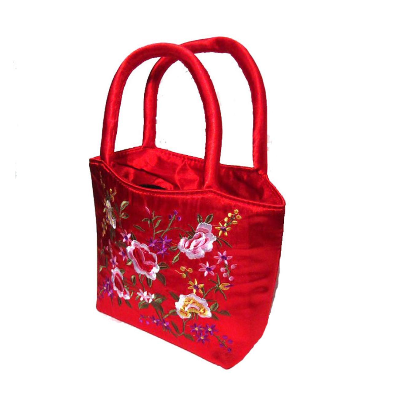 👜 ️🌺RED FLORAL SILK BROCADE BAG👜 ️🌺 Looking for a... - Depop