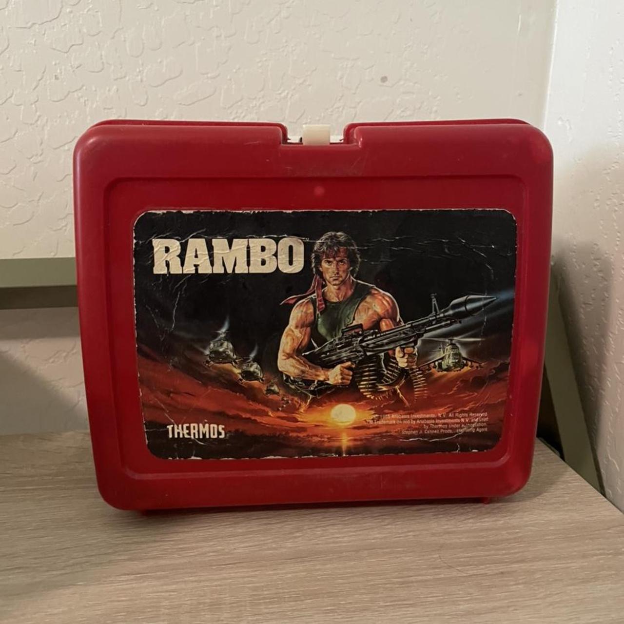 1985 Vintage Rambo Lunchbox Red Plastic Lunchbox... - Depop