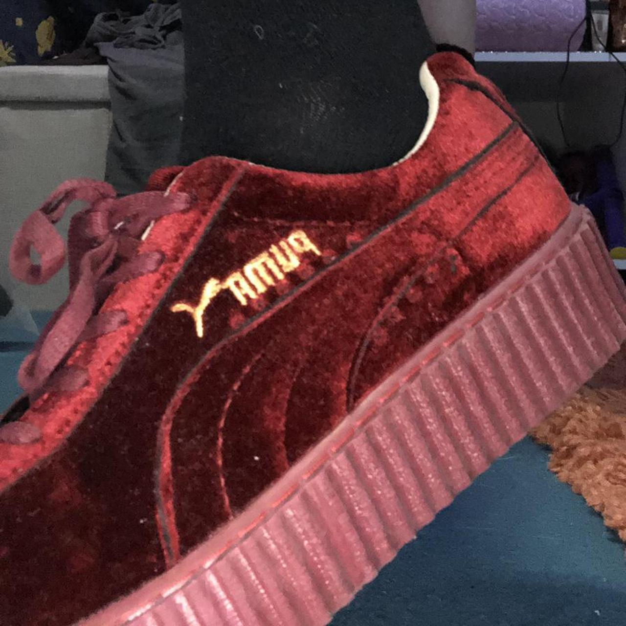Fenty X Puma velvet / suede dark red burgundy... - Depop