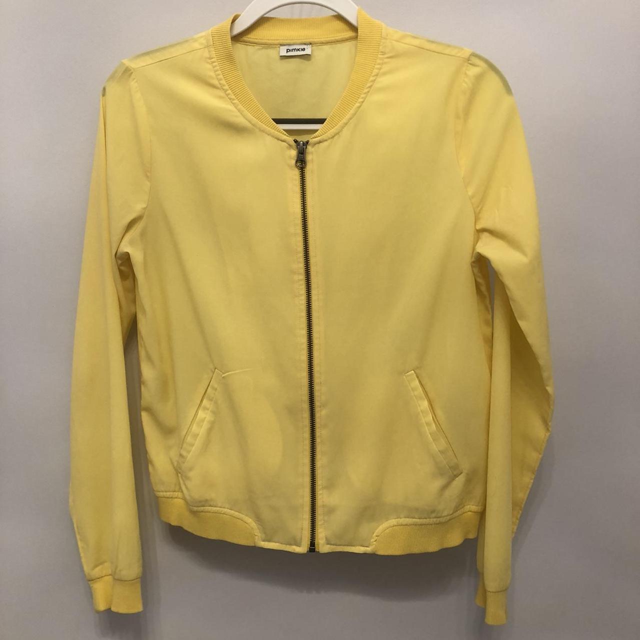 Yellow translucent bomber jacket with zipper Good... - Depop