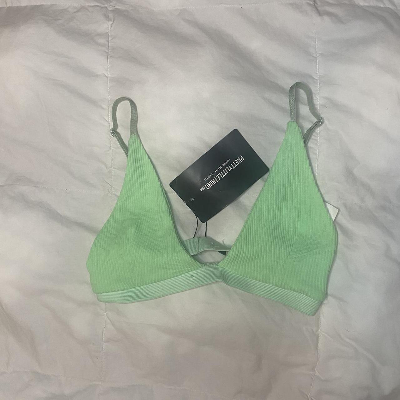 Mint Ribbed Plunged Bralet Size 2 (UK 6) This item... - Depop