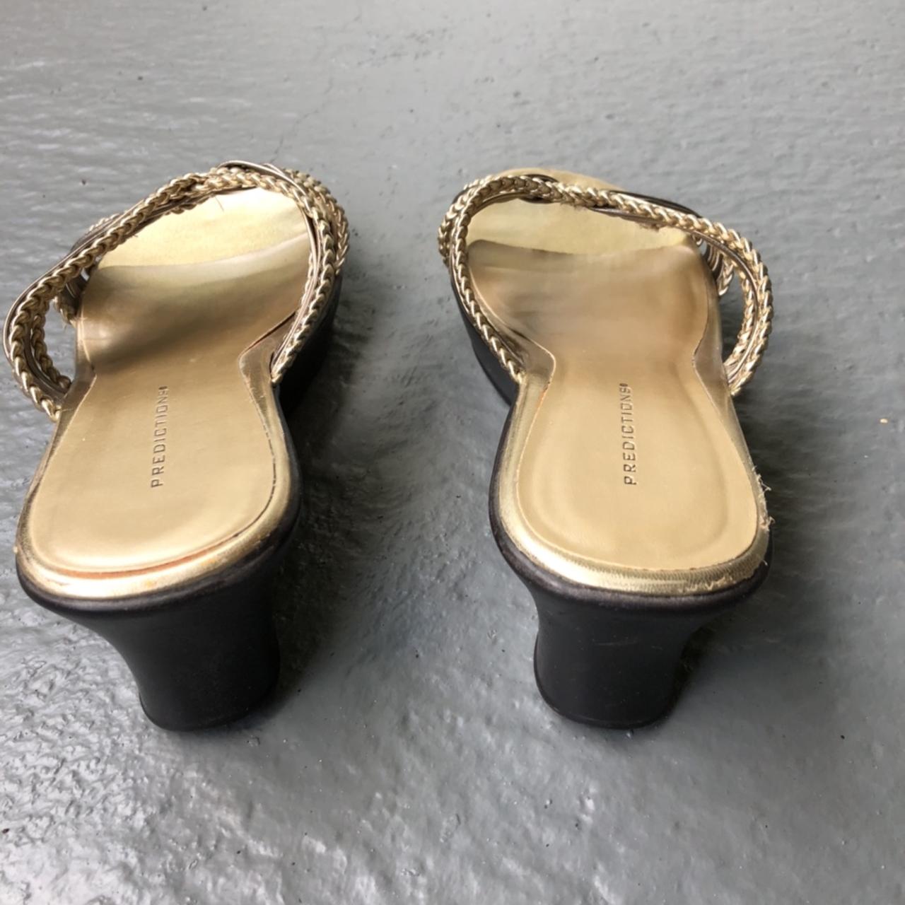 Payless ShoeSource Women's Gold and Black Sandals | Depop