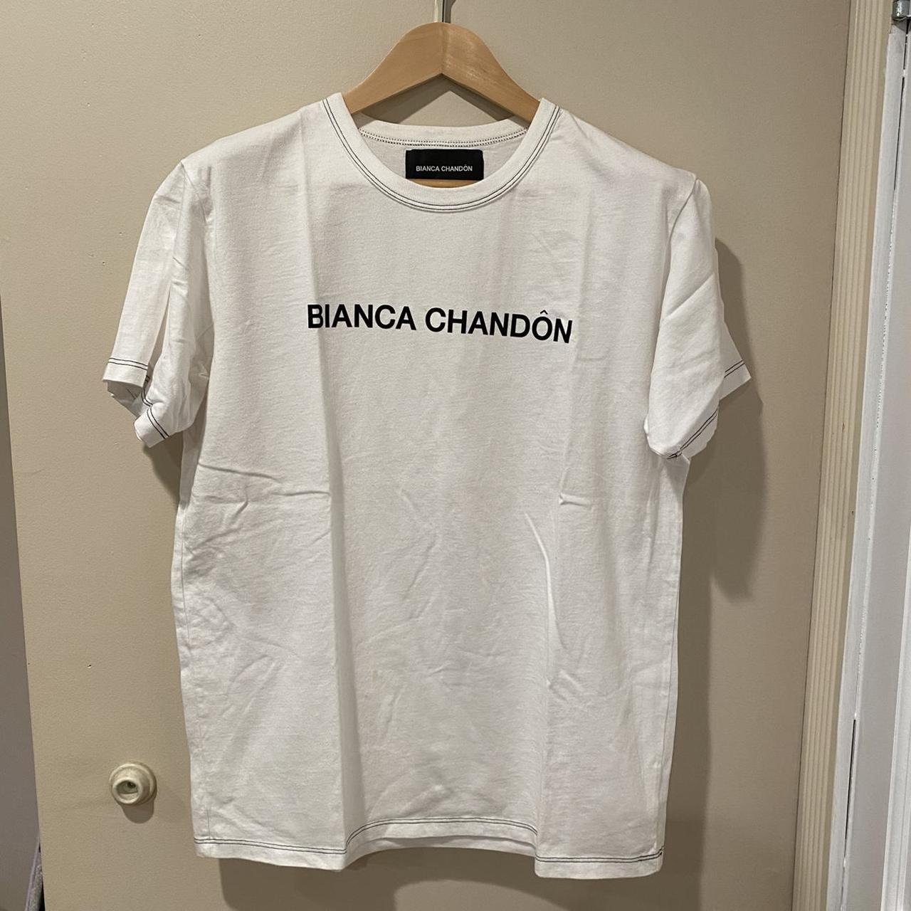 Bianca Chandon Contrast Stitch Logo Tee • Worn... - Depop