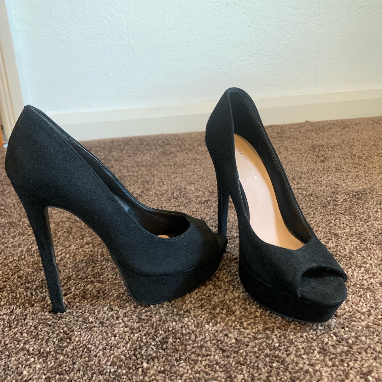 Size 4 black new look platform stiletto heels, never... - Depop